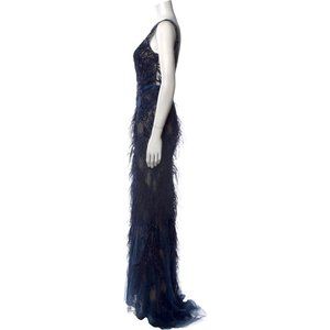 basix | Dresses | Basix Black Label Navy Lace Pattern Evening Gown Size ...